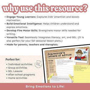 Emotions Activities Scarecrow Craft and Writing SEL Kit, Fall Social ...