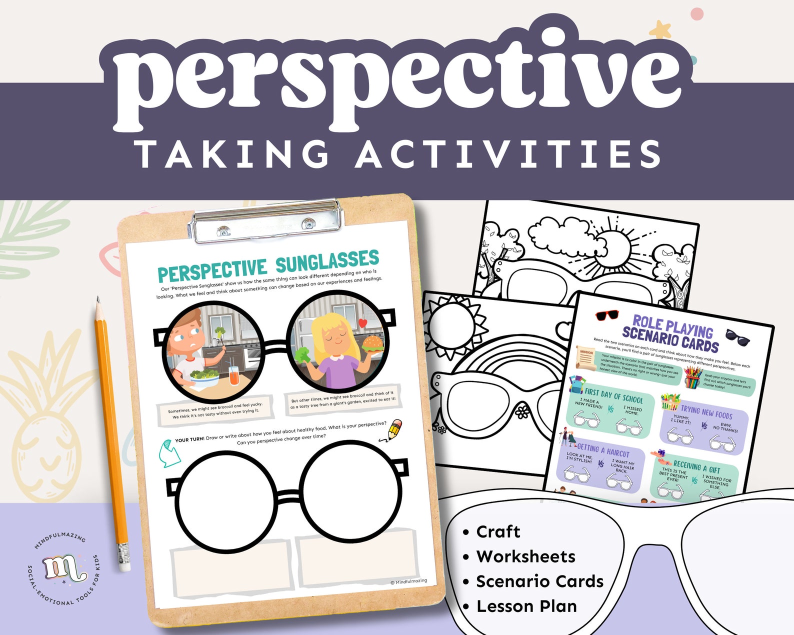 Perspective Taking Worksheets Sunglasses Activities Empathy Scenario ...