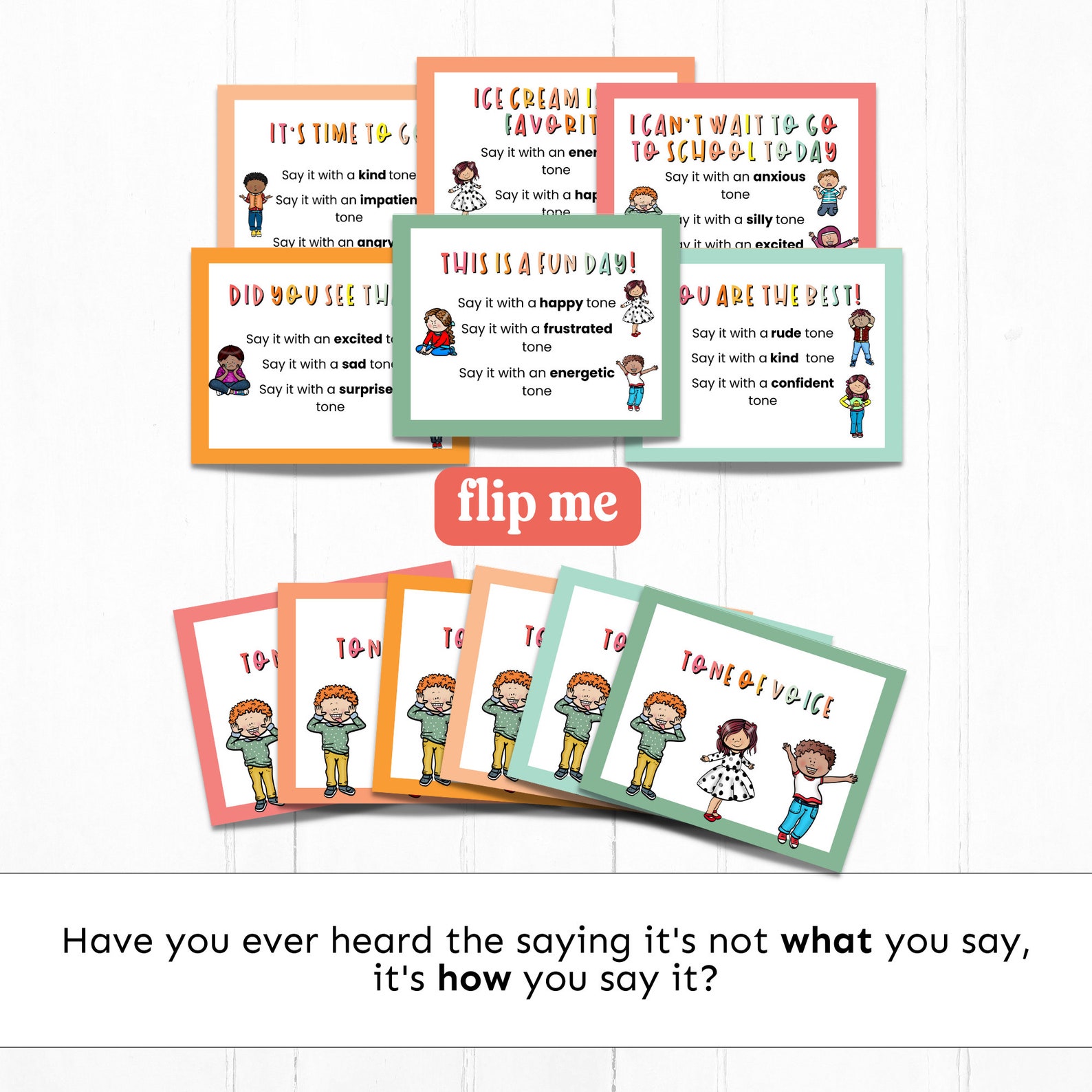 Tone of Voice Cards for Kids | Tone of Voice Scenario Cards | Social ...