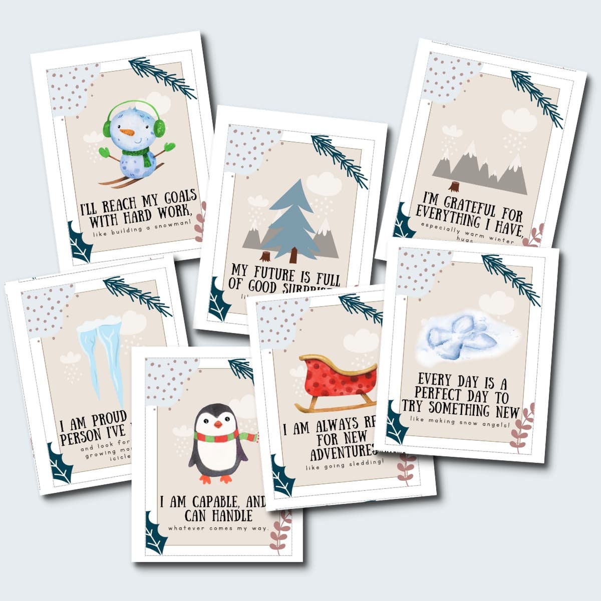 Winter-themed Positive Affirmation Cards for Kids | Affirmation Cards ...