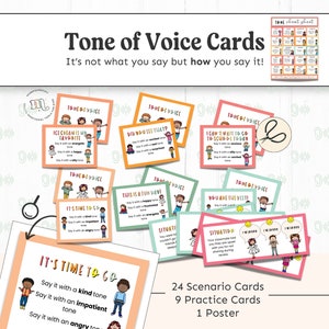 Tone of Voice Cards for Kids Tone of Voice Scenario Cards Social Skills ...
