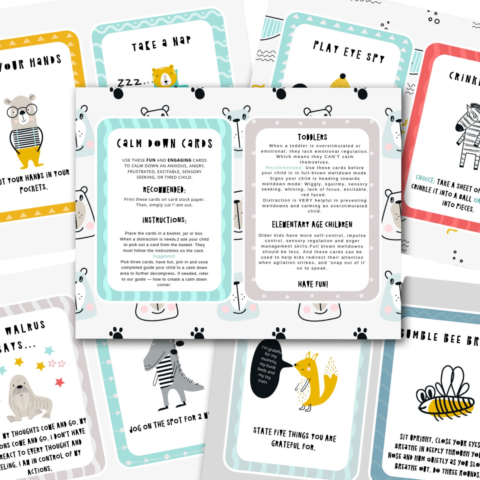 Calm Down Cards | Mindfulness Cards | Breathing Cards | Coping Skills ...