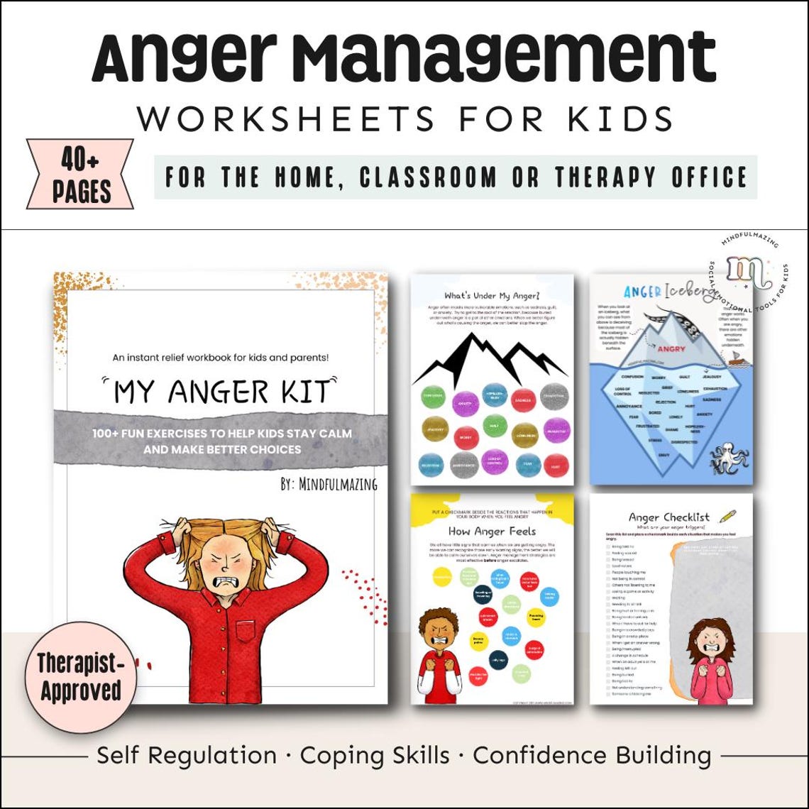 Anger Management Worksheets, Anger Journal, Anger Thermometer | Anger ...