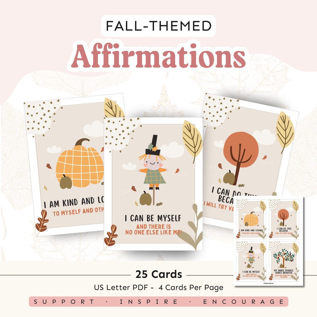 Positive Affirmation Cards for Kids [fall-themed] Affirmation Printable ...
