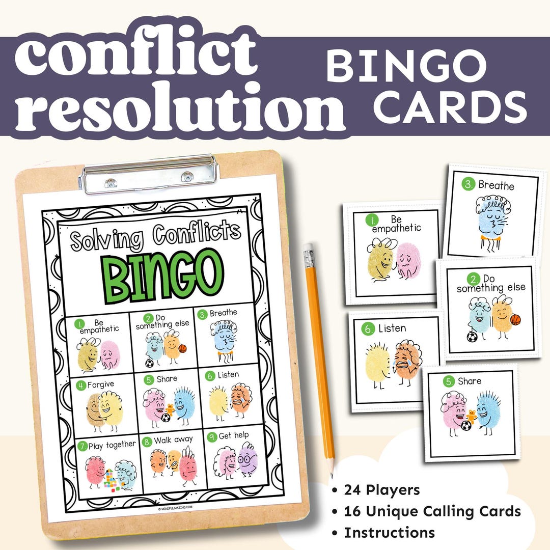 Conflict Resolution BINGO Game | Printable BINGO Game | 24 Players ...