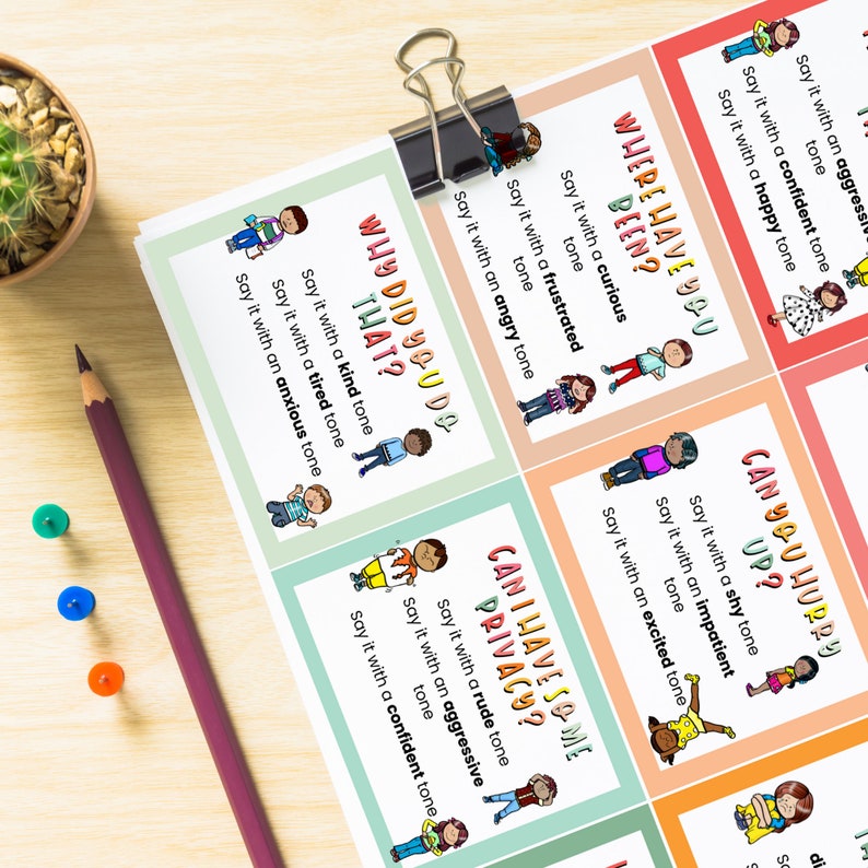 Tone of Voice Cards for Kids | Tone of Voice Scenario Cards | Social ...