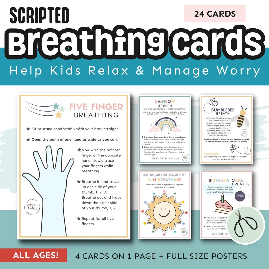 Breathing Card Deck | Mindfulness Cards | Scripted Breathing Cards ...