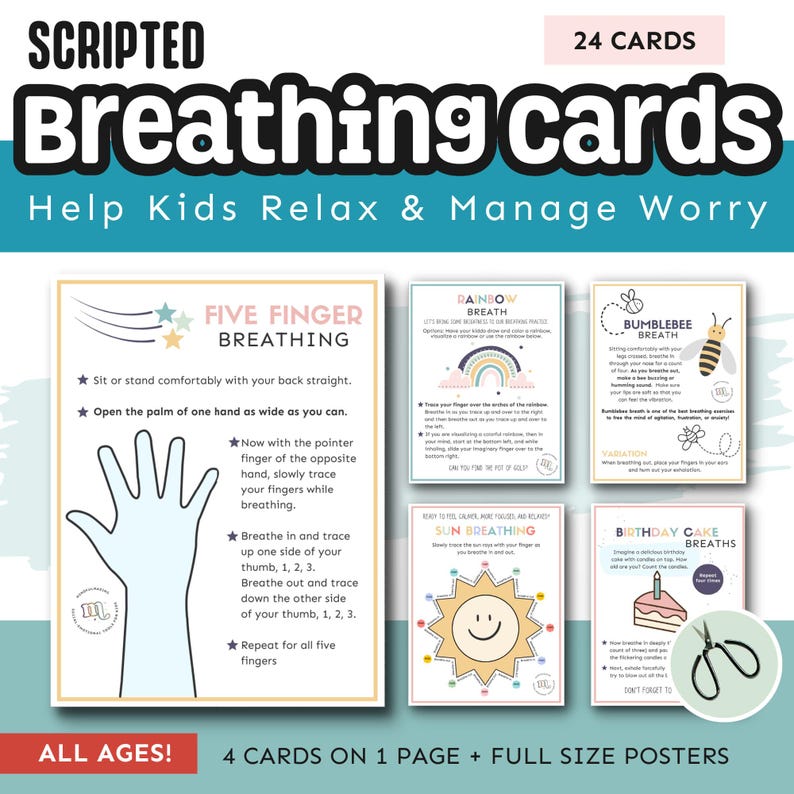Breathing Card Deck | Mindfulness Cards | Scripted Breathing Cards ...