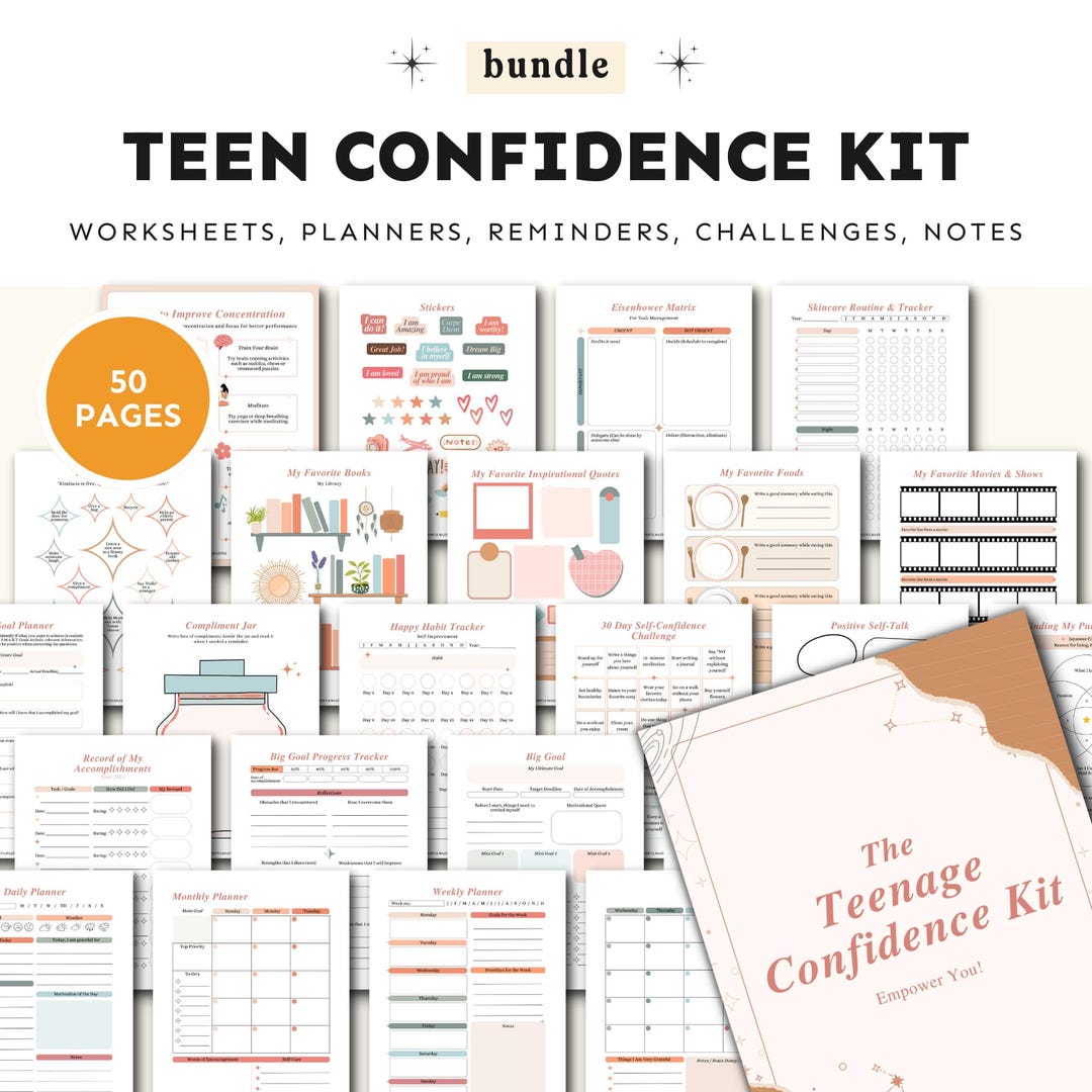 Teenage Confidence Workbook Worksheets, Therapist Resources, Teacher ...