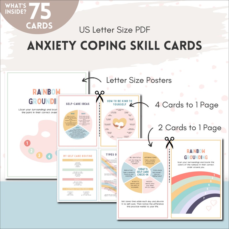 Anxiety Coping Skill Cards: Grounding, Mindfulness (digital Download ...