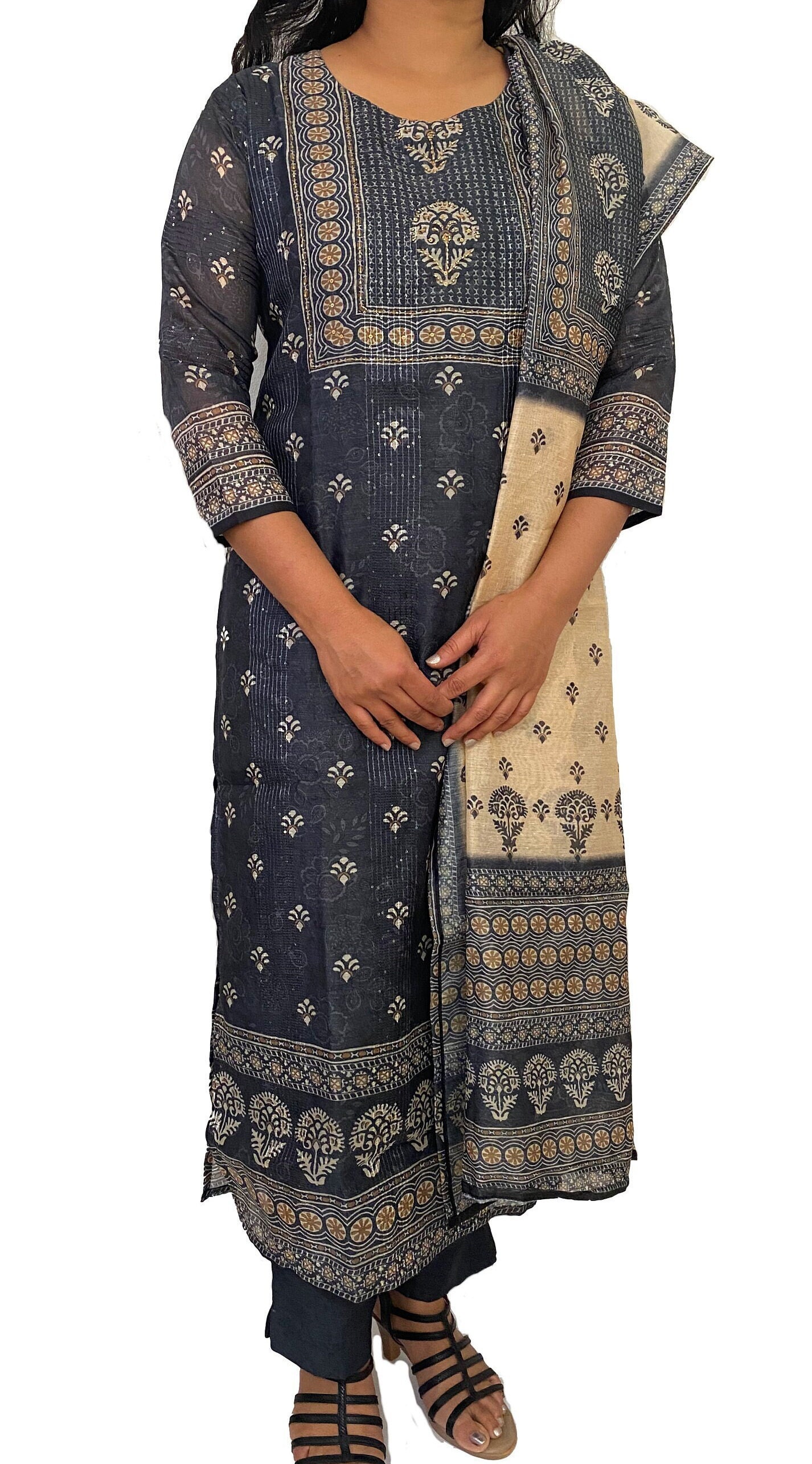 Indian Traditional Women Kurta Pant With Dupatta, Ethnic Salwar Kurti ...