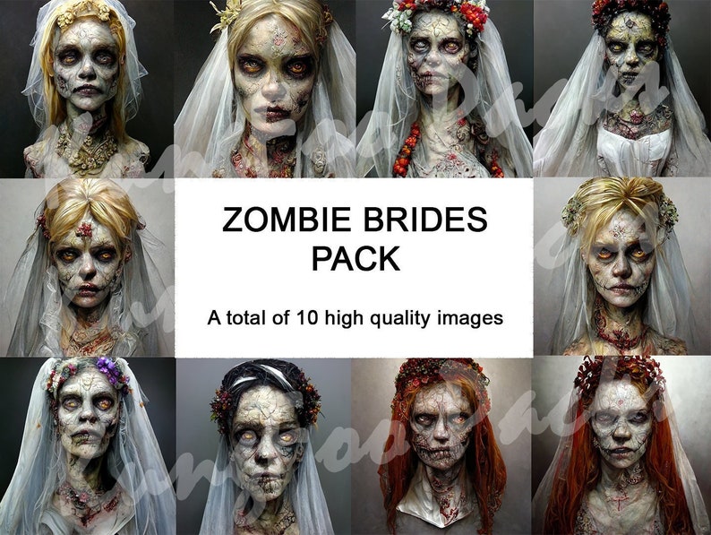 Zombie Brides Pack - Halloween - AI Art - Digital Art - Instant ...