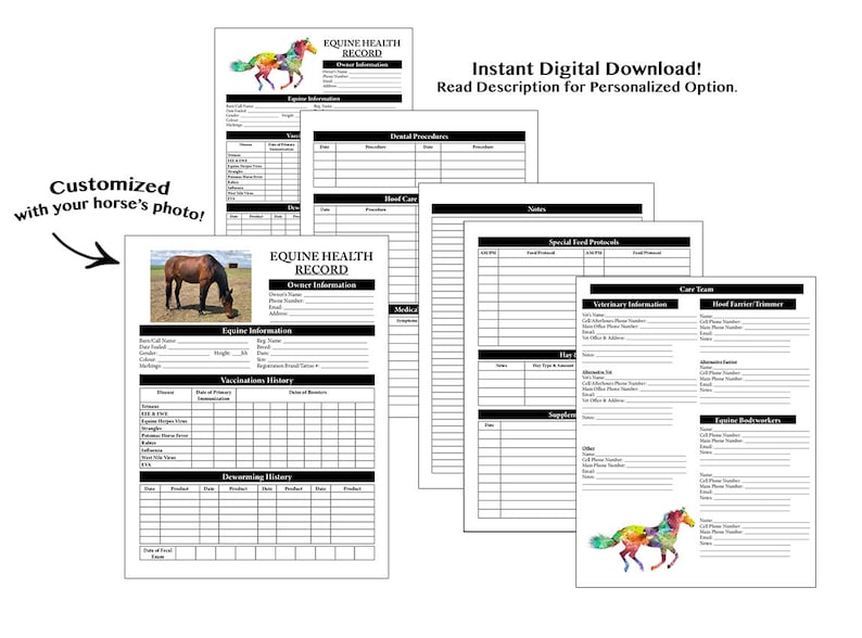 Customizable & Downloadable Horse Health Record Log Book - Etsy
