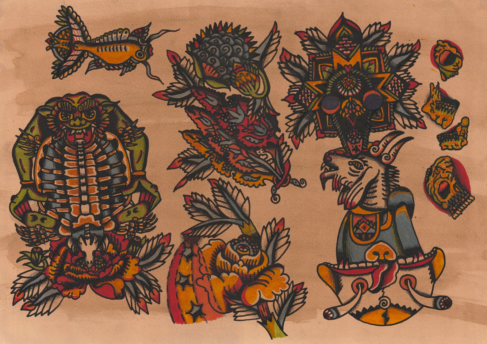 A4 Colour Tattoo Flash Sheet Poster Print - Etsy