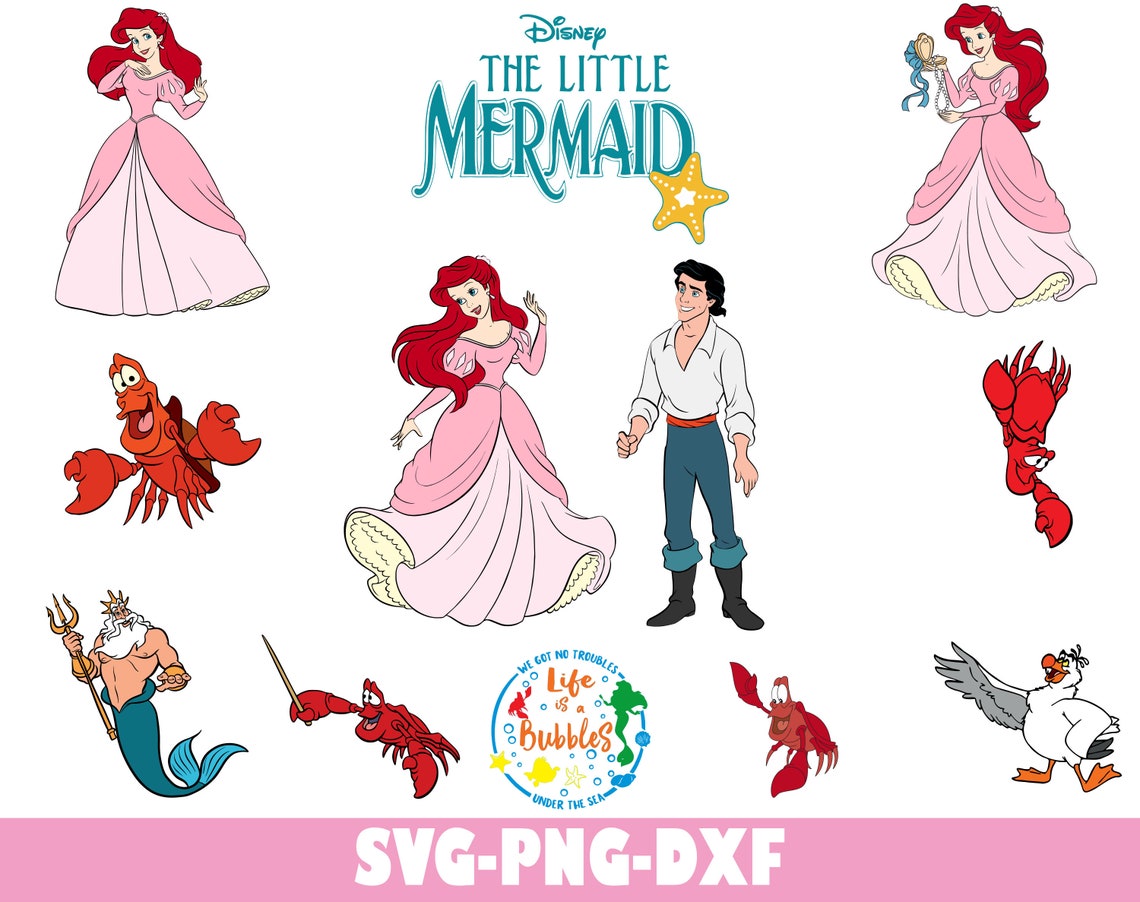 The Little Mermaid Ariel Svg Bundle, the Little Mermaid Ariel Png ...
