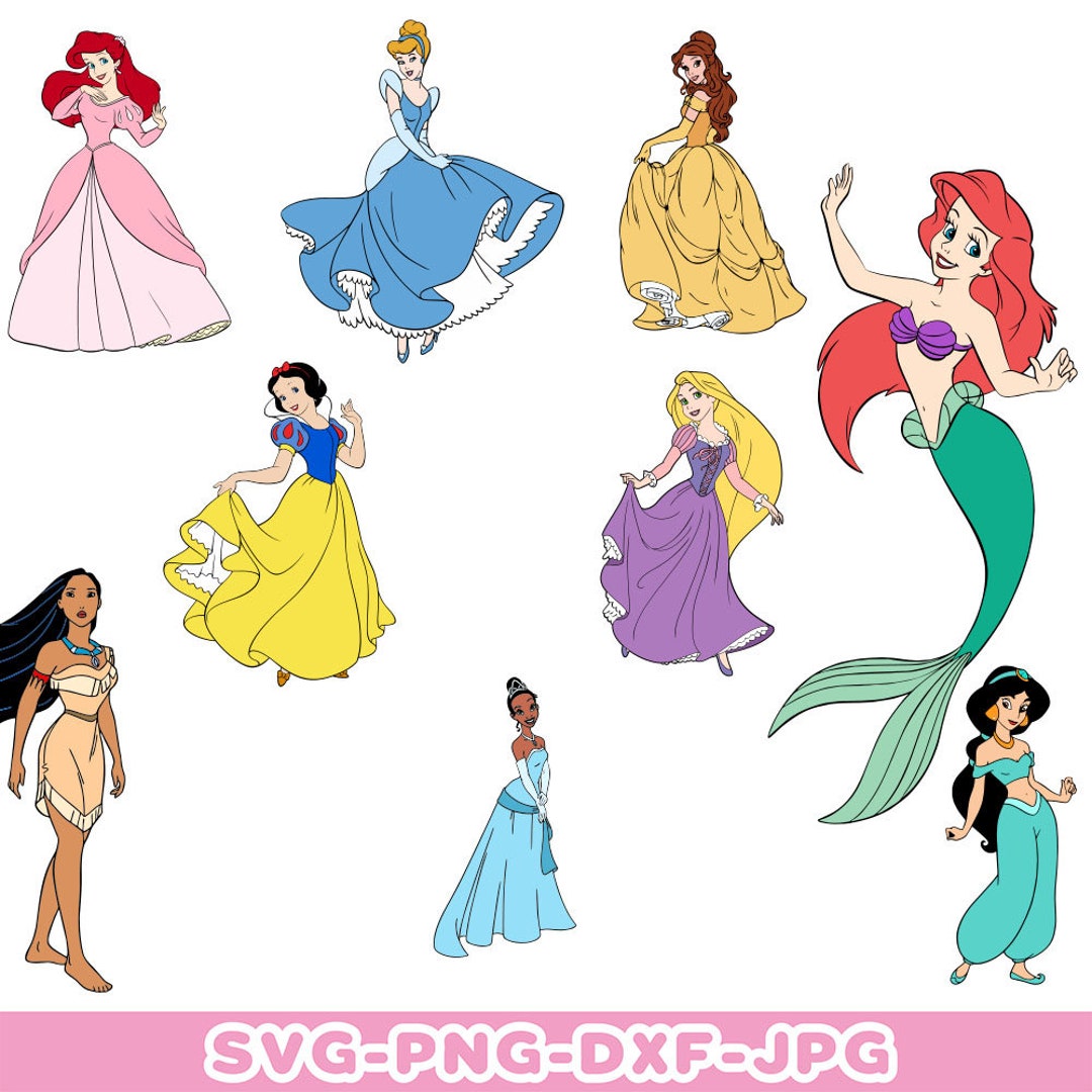 Princess Svg Bundle, Princess Png Bundle, Cricut, Layered by Color ...
