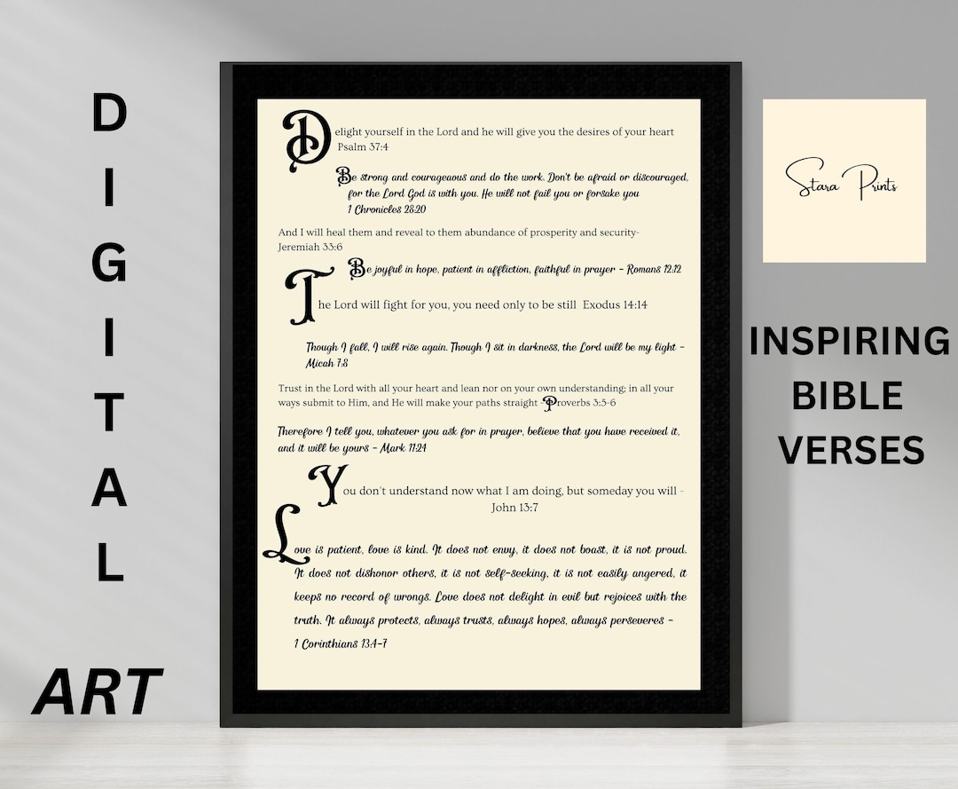 Bible Verses Digital Art to Print - Poster With Bible Verses - Art for ...