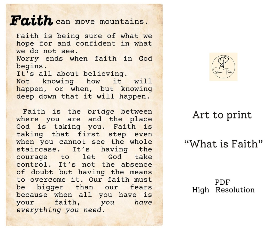 Instant Download - Digital Poster - "what is Faith" - A Beautiful ...