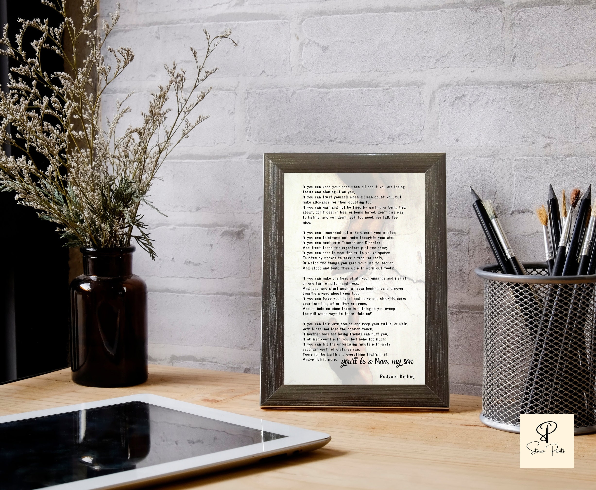 Rudyart Kipling Poem - Printable Art for Your Home A3 Poster - Father ...