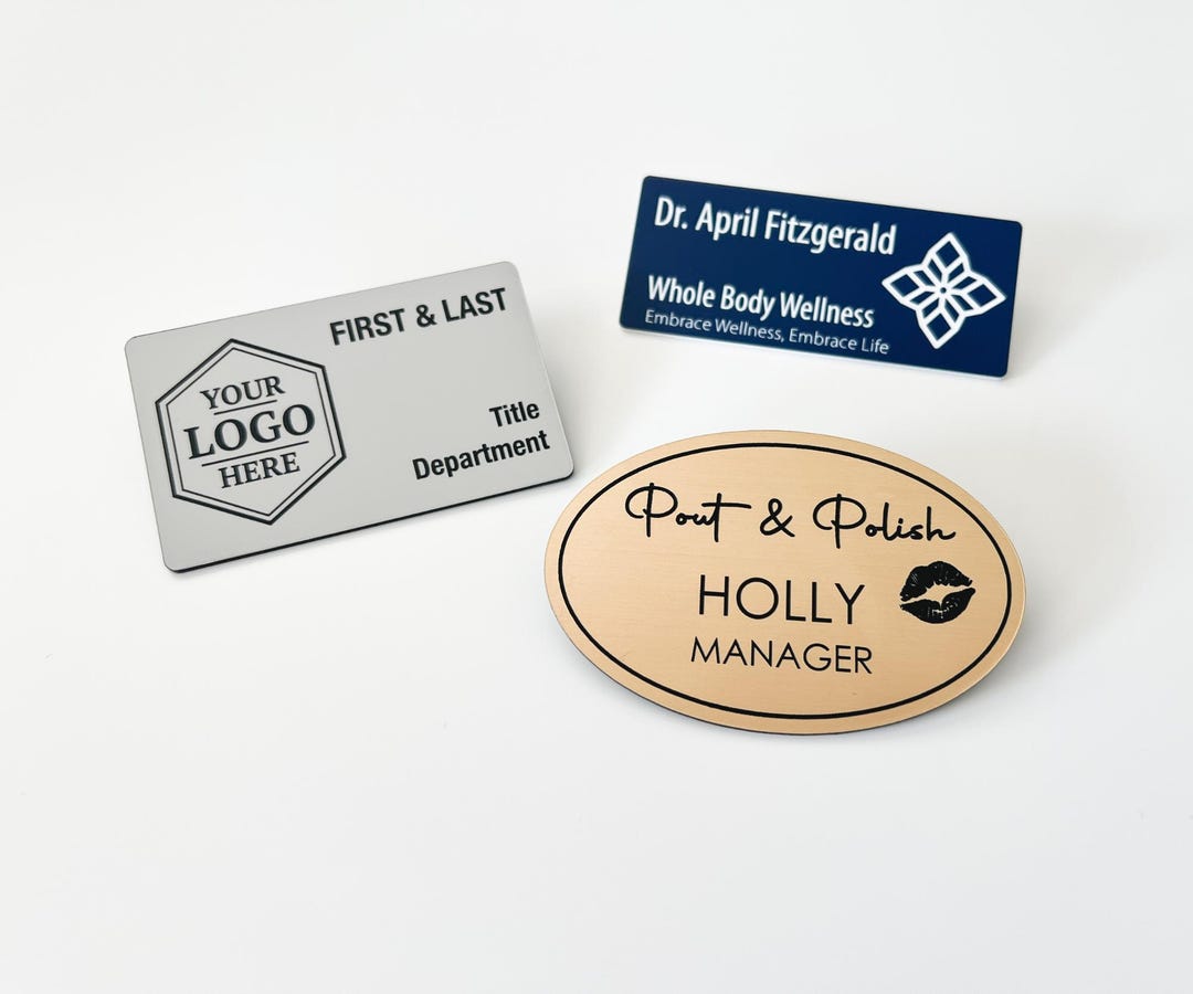 Custom Engraved Logo Name Badge: Magnetic Two-tone Plastic - Etsy