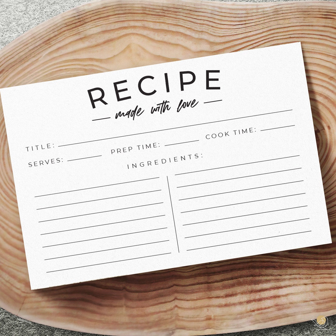 Recipe Card Digital Download (DIY Printing) - Etsy