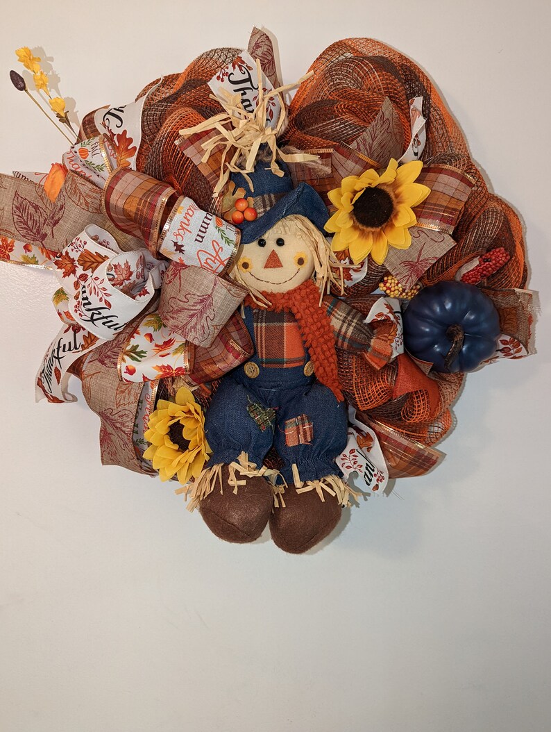 Scarecrow Wreath, Fall Wreath, Autumn Wreath, Mesh Wreath, Fall Mesh ...