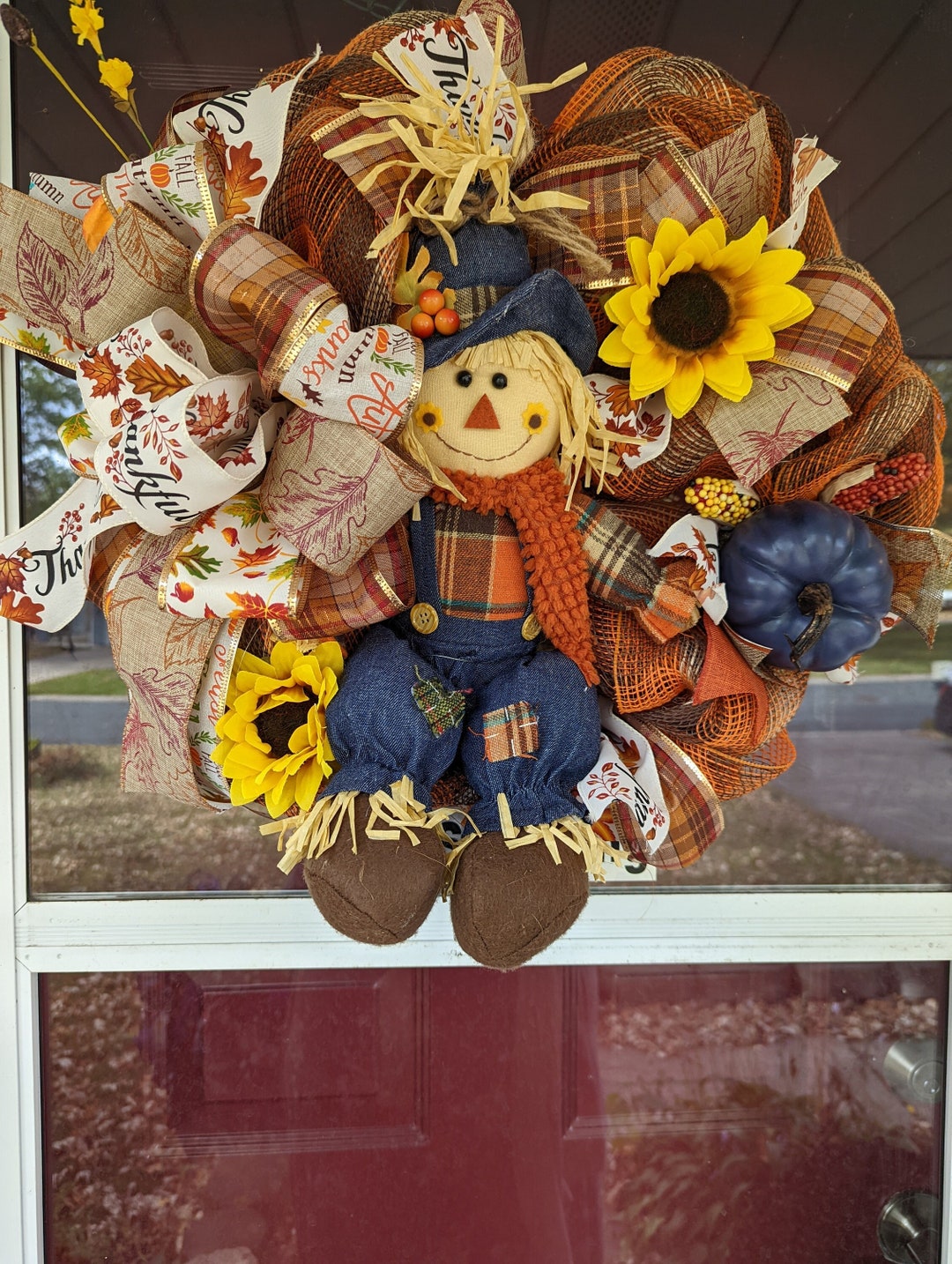 Scarecrow Wreath, Fall Wreath, Autumn Wreath, Mesh Wreath, Fall Mesh ...