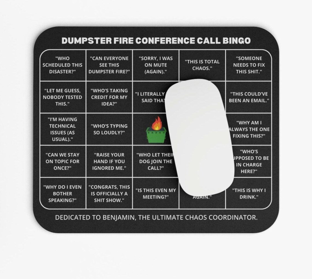 Dumpster Fire Conference Call Bingo Mouse Pad, Personalized Mouse Pad ...