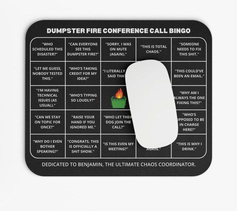 Dumpster Fire Conference Call Bingo Mouse Pad, Personalized Mouse Pad ...