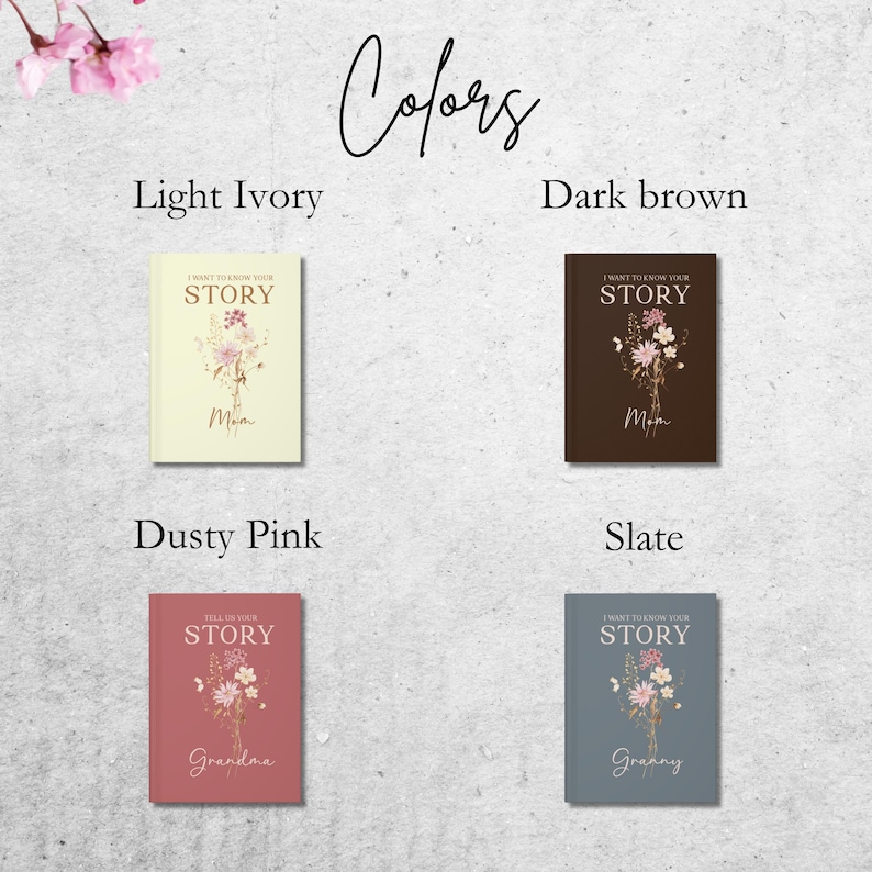 Custom Legacy Journal With a Wild Flower, Gift for Mom, Grandma, Nana ...