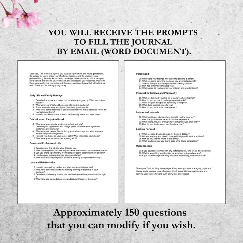 Custom Legacy Journal With a Wild Flower, Gift for Mom, Grandma, Nana ...