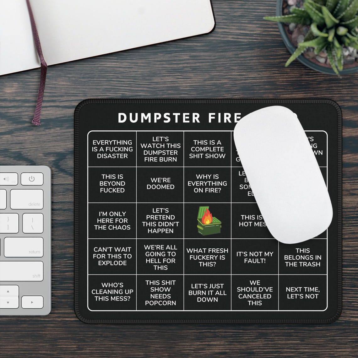 Dumpster Fire Conference Call Bingo Mouse Pad | Durable and Funny Desk ...