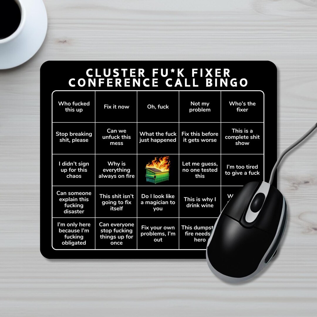 Cluster Fuck Fixer Conference Call Bingo Custom Coworker Mouse Pad ...