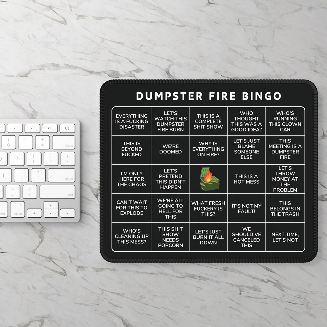 Dumpster Fire Conference Call Bingo Mouse Pad | Durable and Funny Desk ...