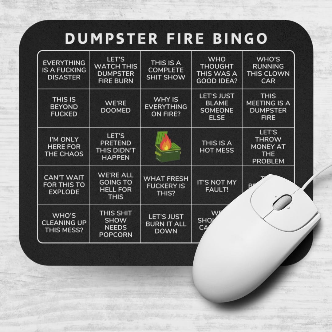 Dumpster Fire Conference Call Bingo Mouse Pad | Ultra-thin Funny Desk ...