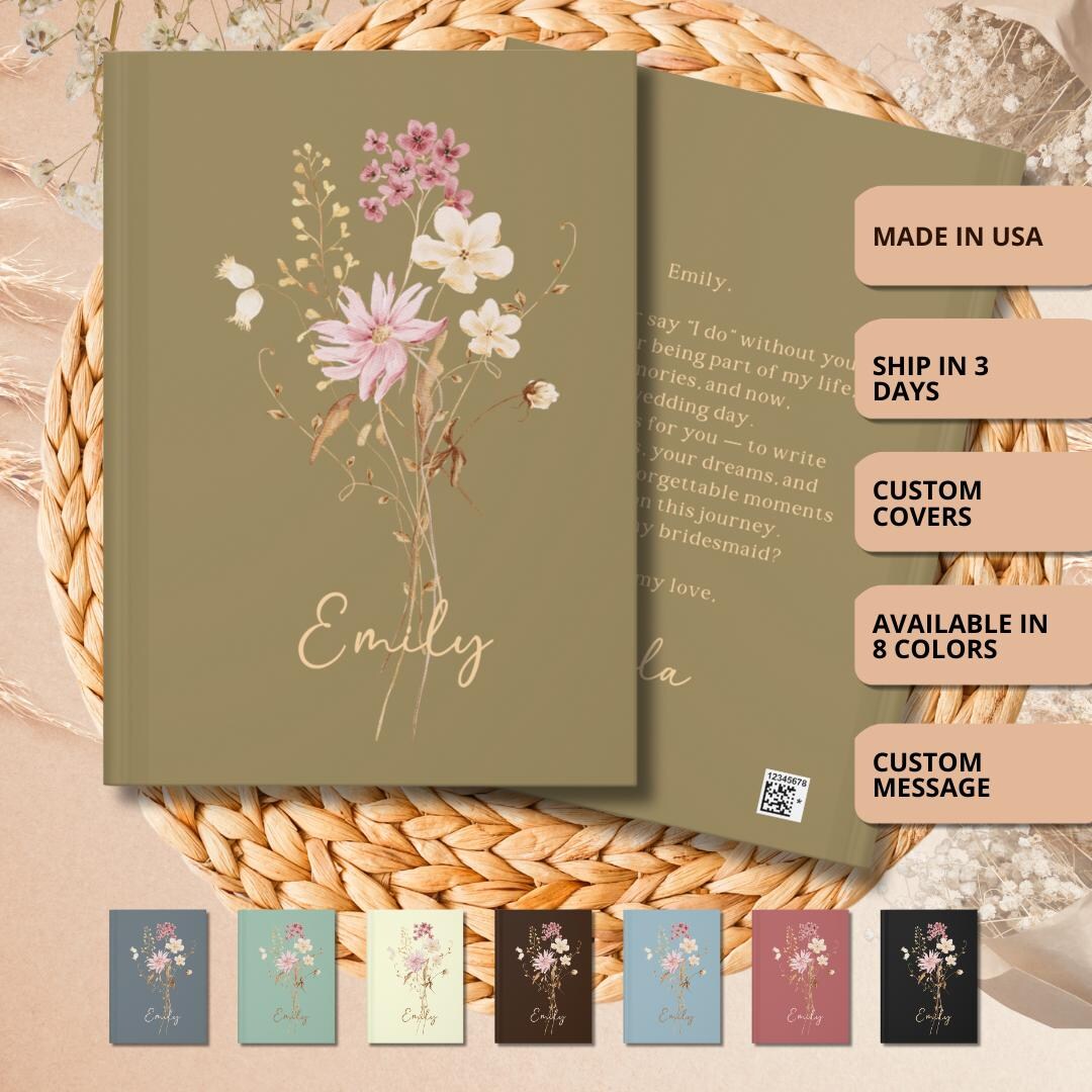 Bridesmaid Proposal Journal – Personalized Wild Flower Notebook ...