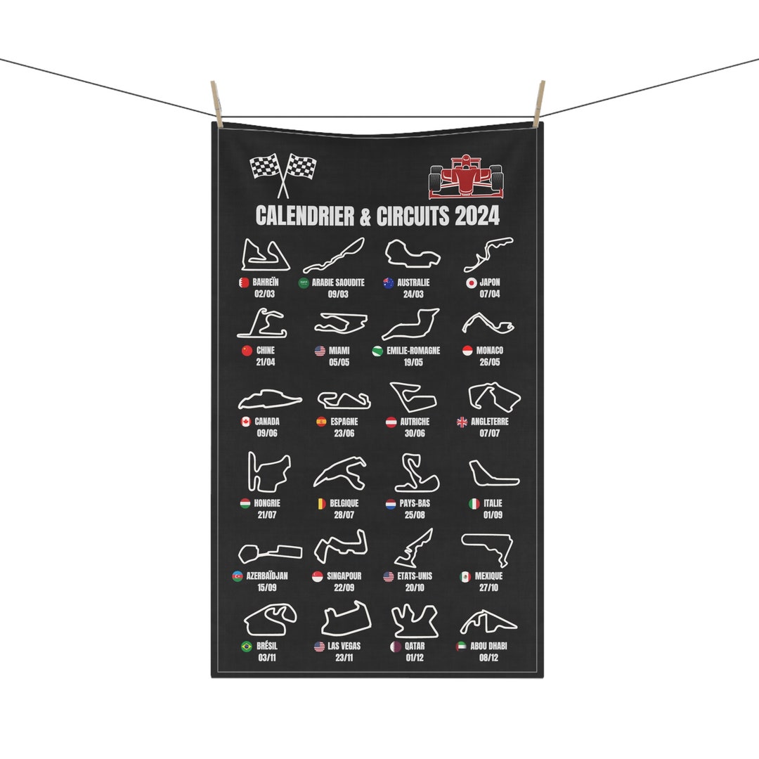 Formula 1 Kitchen Towel 2024 Calendar and Circuits Unique - Etsy