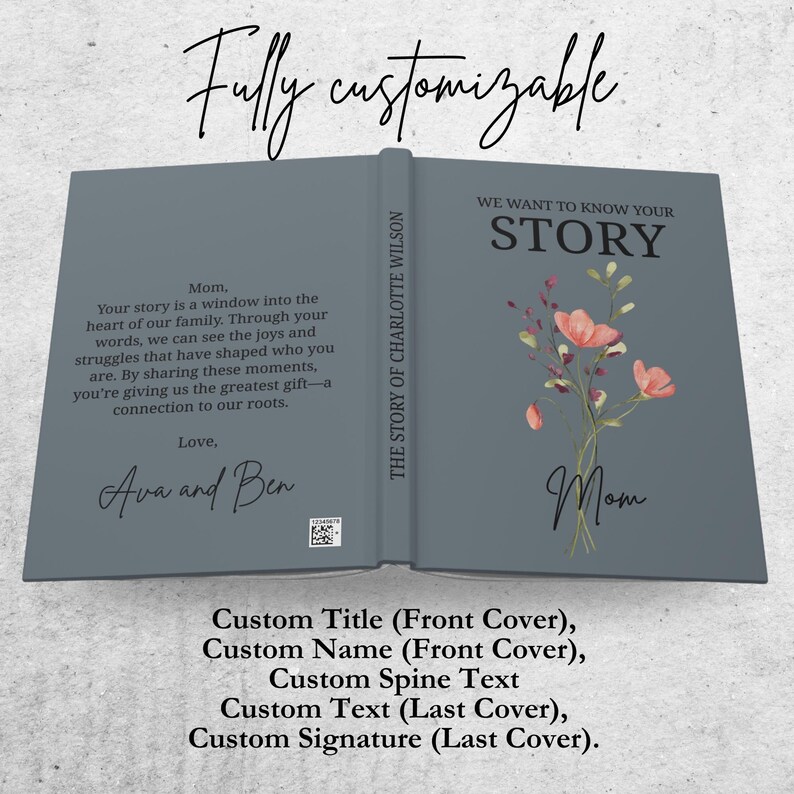 Custom Legacy Journal With a Wild Flower, Gift for Mom, Grandma, Nana ...