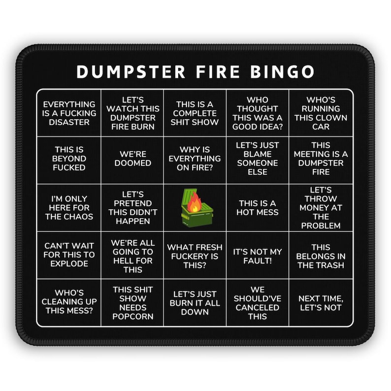 Dumpster Fire Conference Call Bingo Mouse Pad | Durable and Funny Desk ...