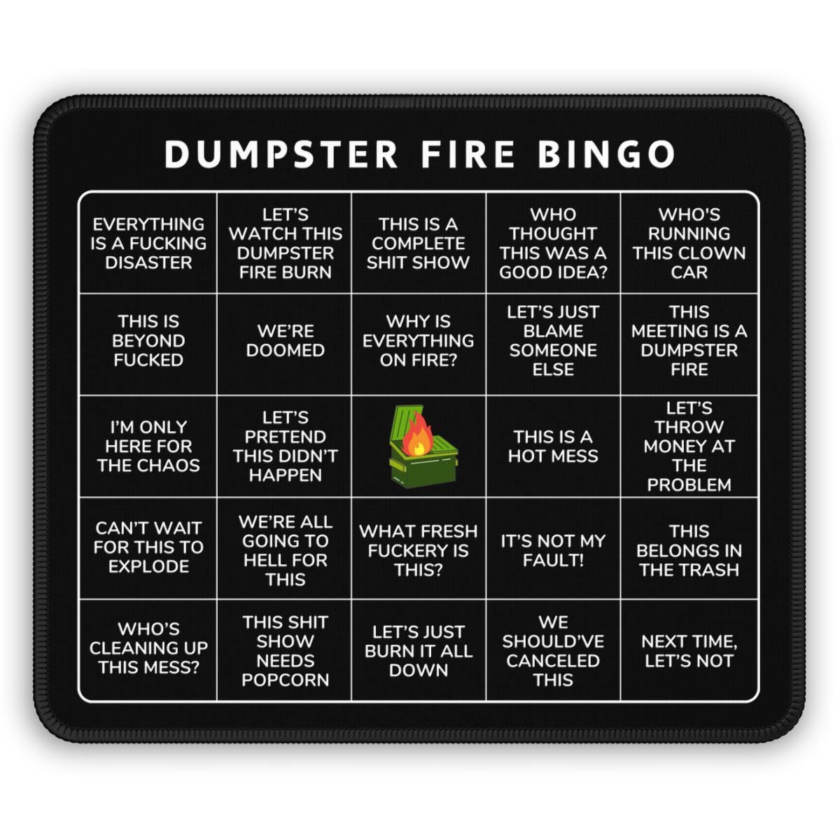 Dumpster Fire Conference Call Bingo Mouse Pad | Durable and Funny Desk ...