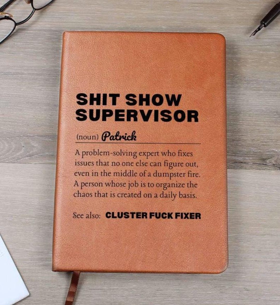 Custom Journal - Shit Show Supervisor Notebook - Funny Dumpster Fire ...