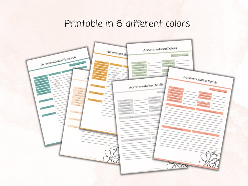 Printable Accommodation Planner Digital Accommodation Planner ...