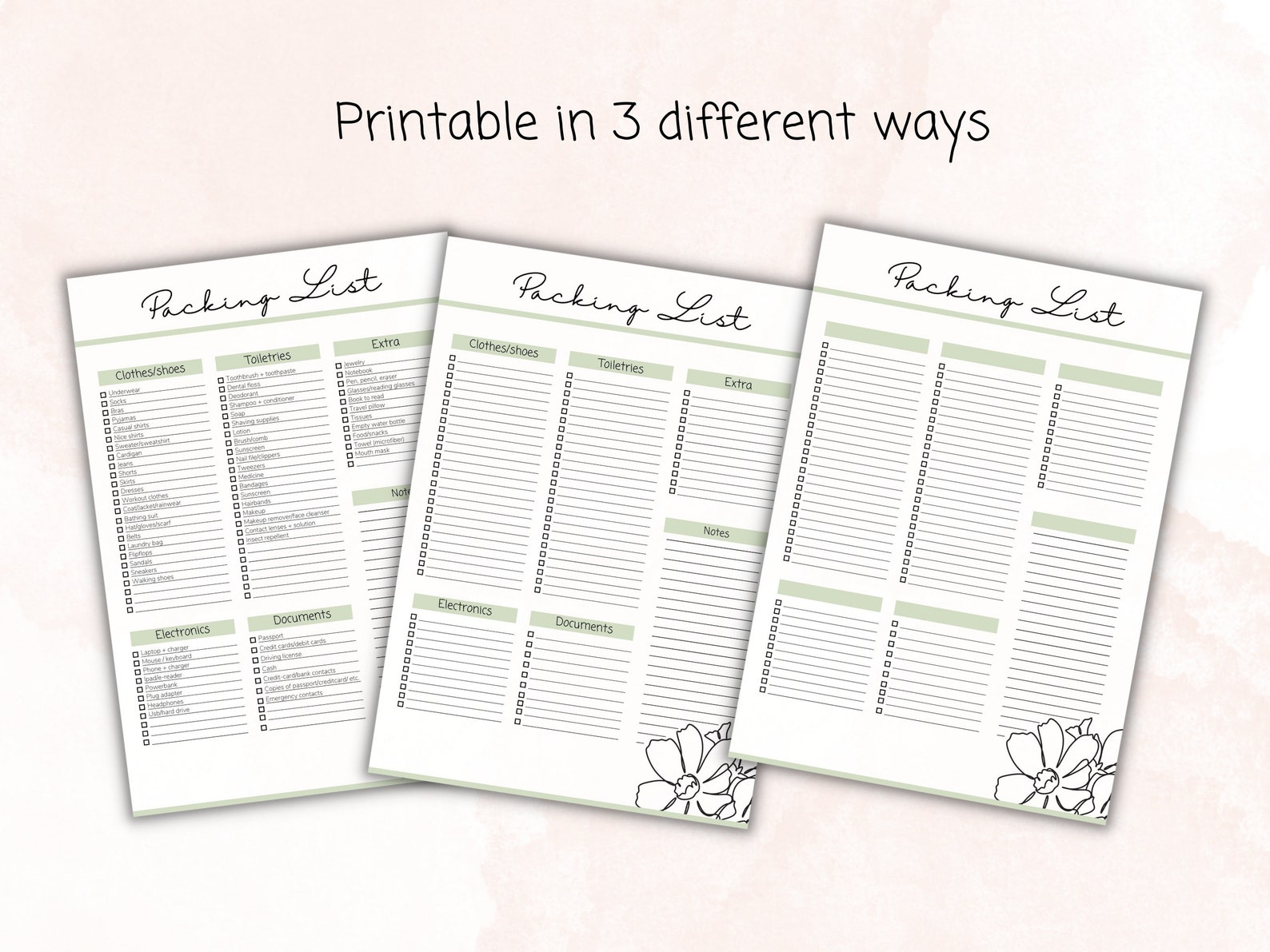 Printable Packing List | Digital Packing List | Backpacking Packing ...
