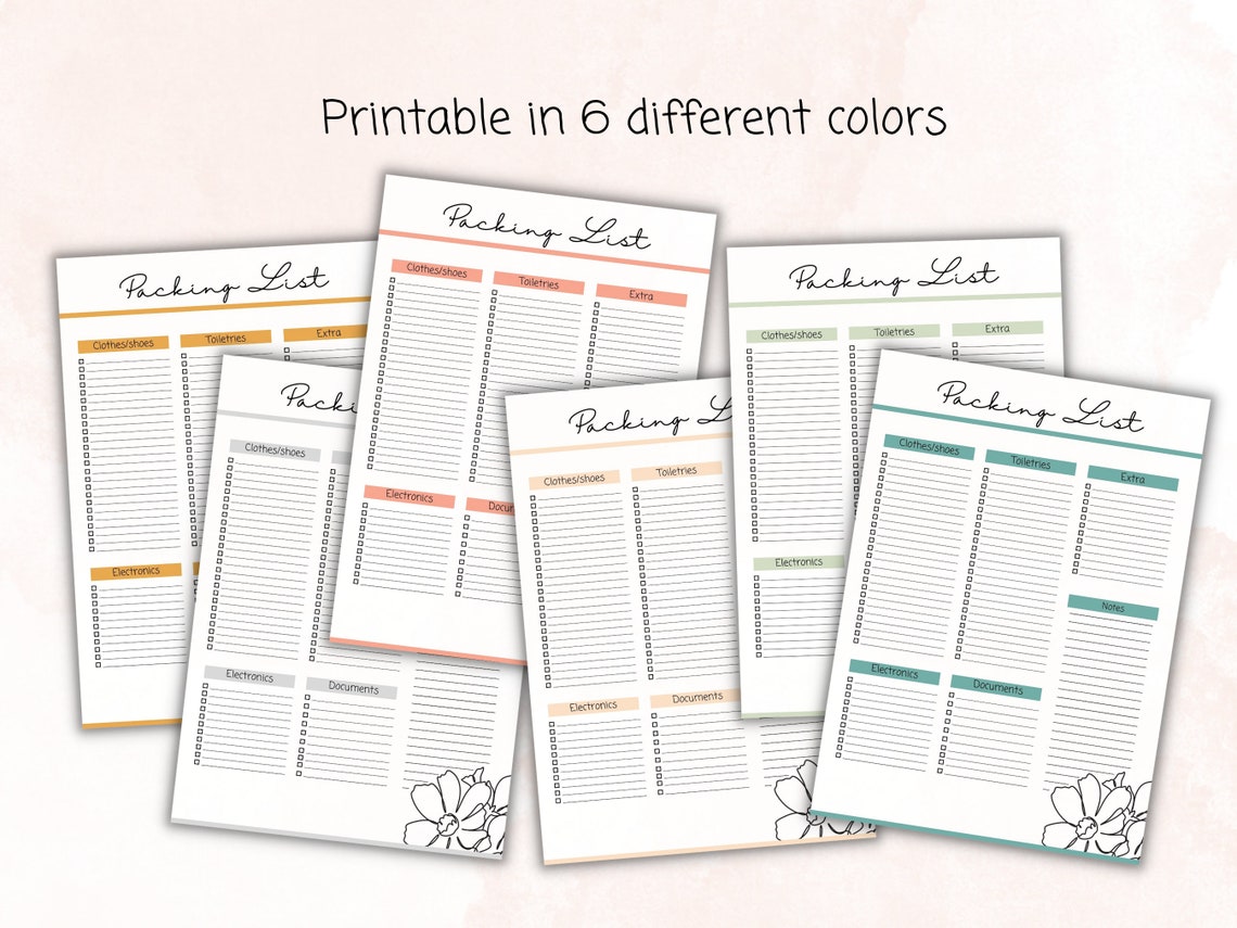 Printable Packing List | Digital Packing List | Backpacking Packing ...