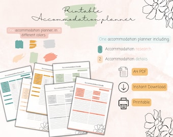 Editable Accommodation Planner Printable Accommodation Template Hotel ...