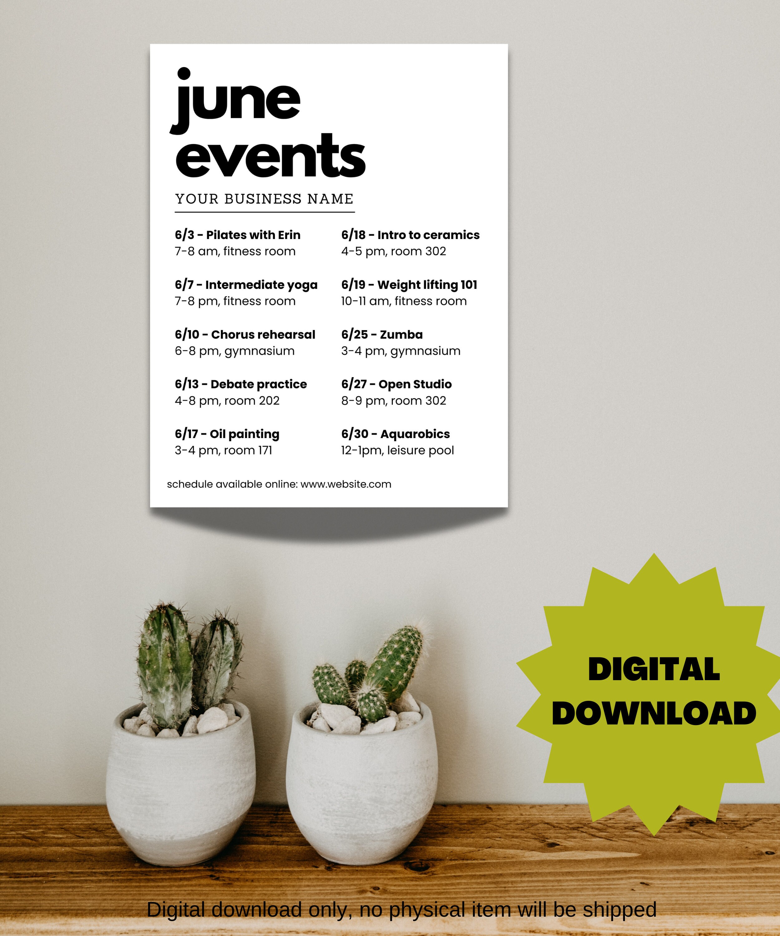 Events Calendar Flyer Digital Template, Activities, Events List, Fully ...