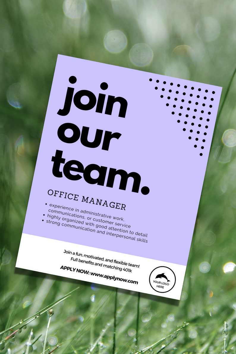 Hiring Sign Template, Editable Custom Poster for Job Opening, Printable ...