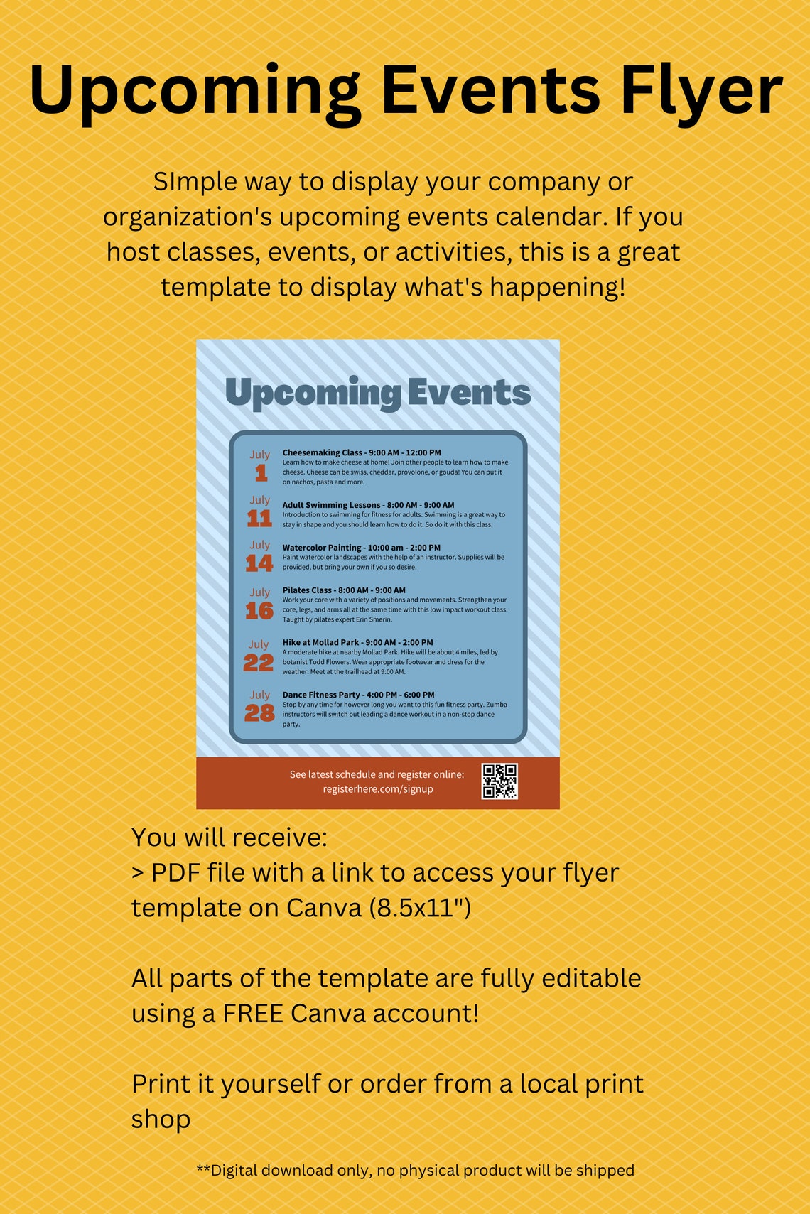Events Calendar Flyer Digital Template, Activities, Events List, Fully ...