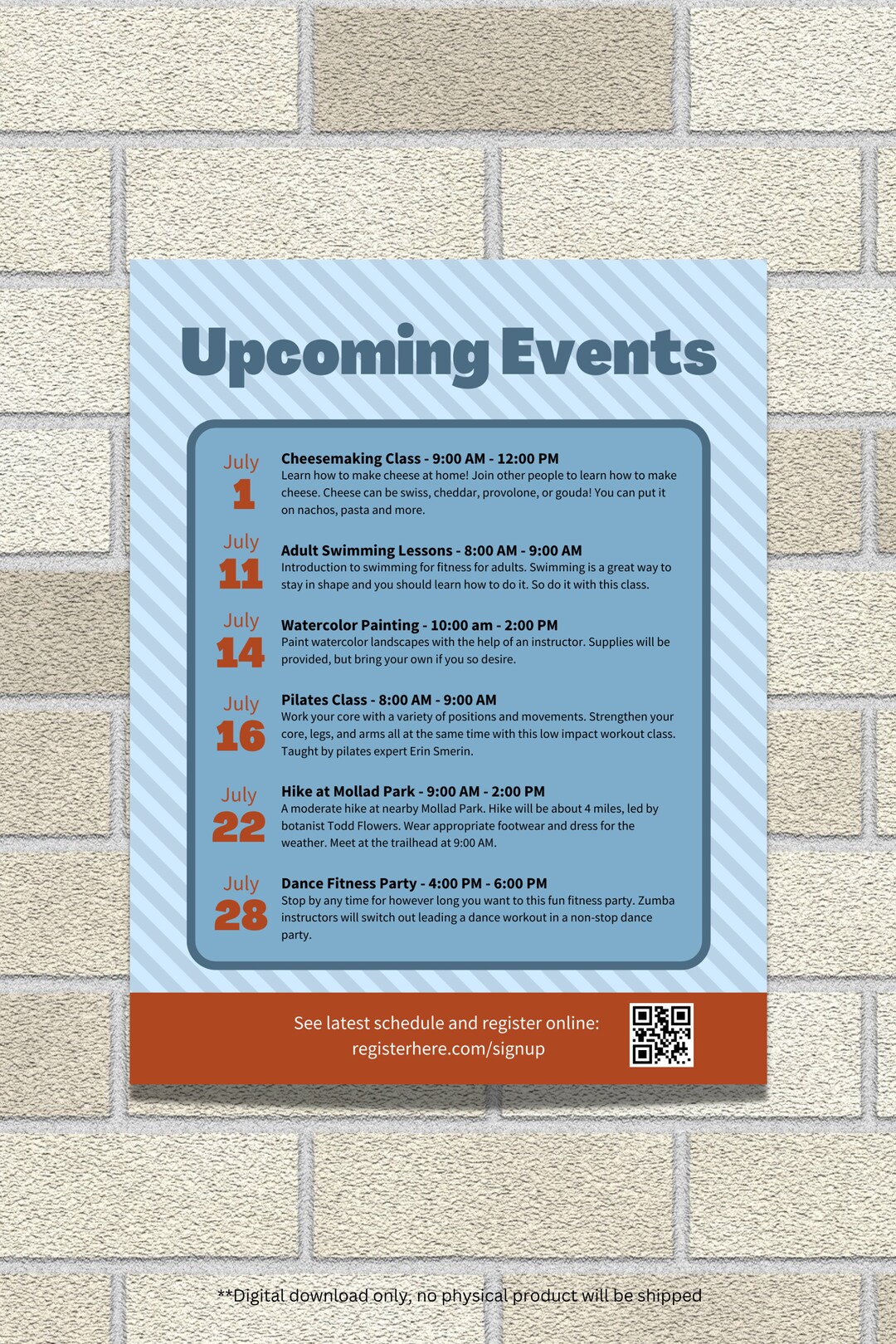 Events Calendar Flyer Digital Template, Activities, Events List, Fully ...