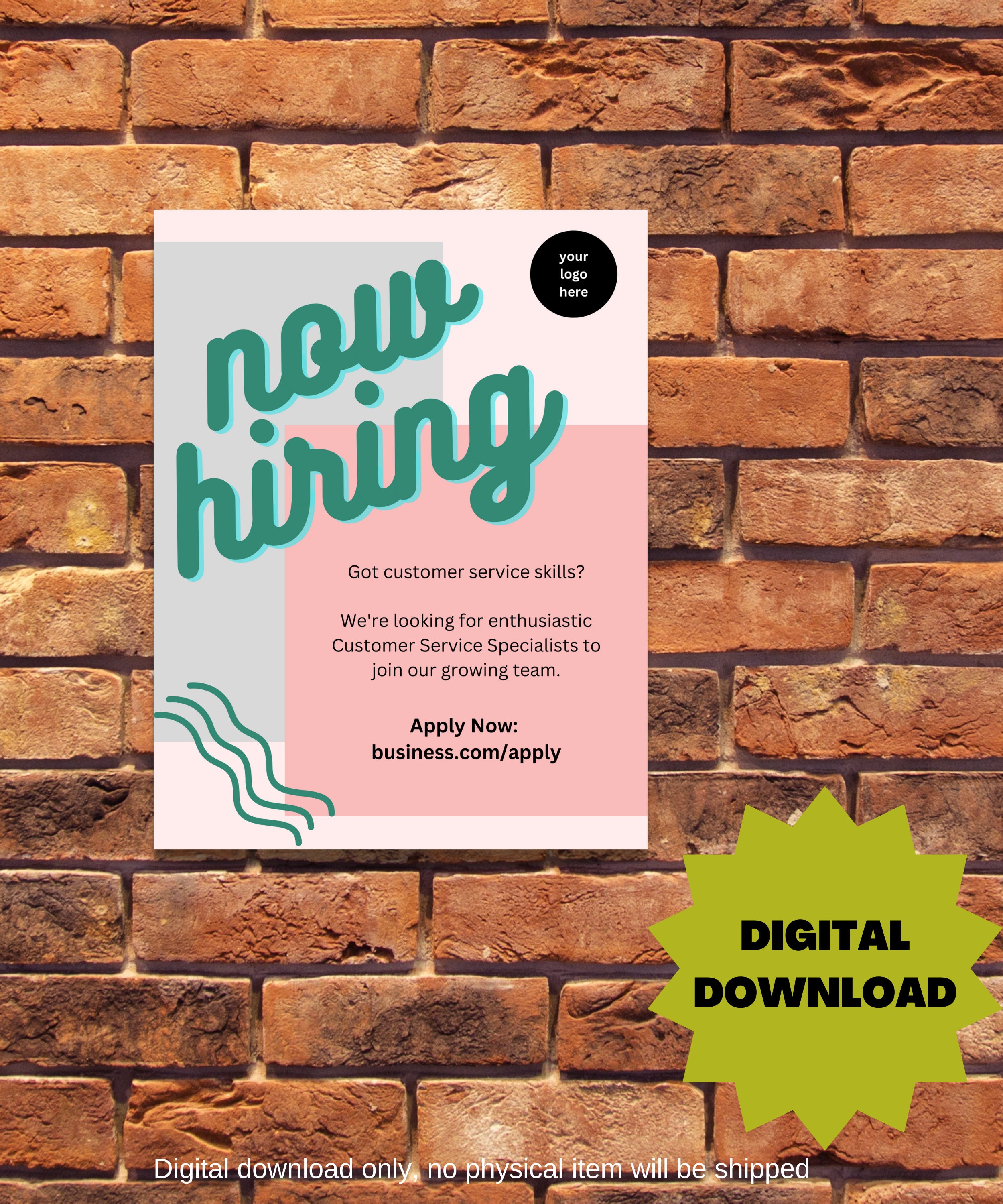 Hiring Sign Template, Boho Style, Editable Custom Poster for Job ...